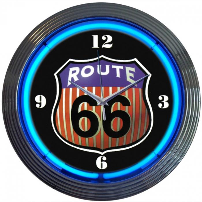 Neonetics Neon Clocks, Route 66 Round Neon Clock | Mustang Depot