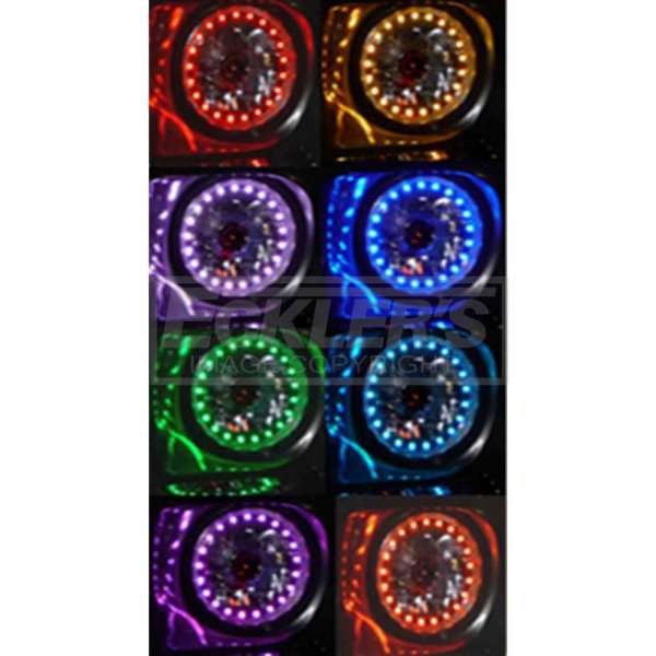 Headlight, 7 Inch Round White Diamond With Multi-Color LED Halo ...