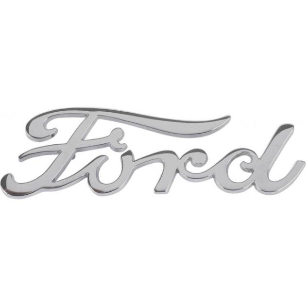 Ford Script Logo, Ford, 3 1/4 L x 1 H, Die Cast Chrome | Mustang Depot