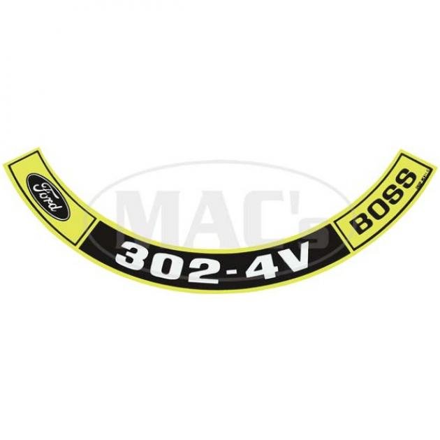 Ford Mustang Air Cleaner Decal - Boss 302-4V | Mustang Depot