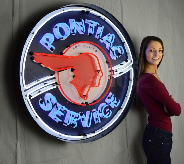 Neonetics Big Neon Signs in Steel Cans, Pontiac Service 36 Inch Neon ...