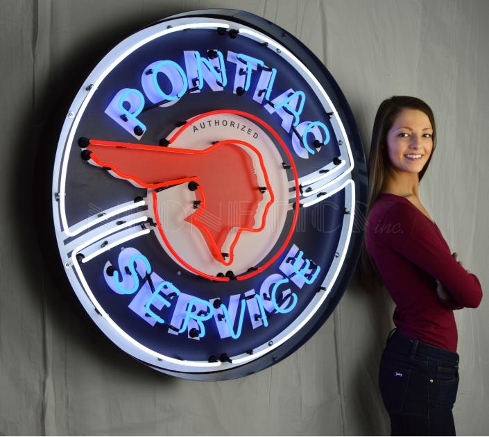 Neonetics Big Neon Signs in Steel Cans, Pontiac Service 36 Inch Neon ...
