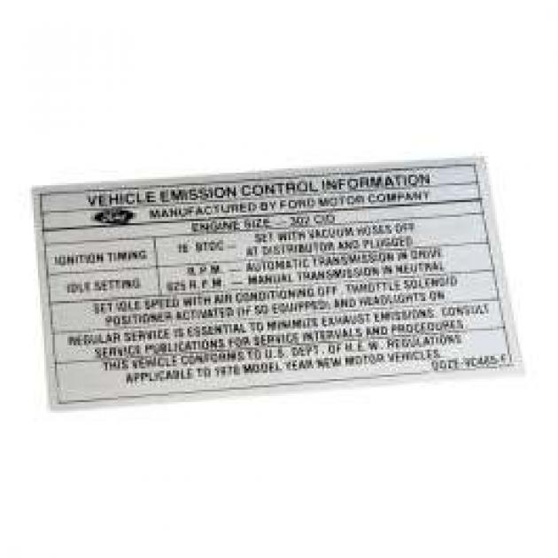 Emission Decal | Mustang Depot