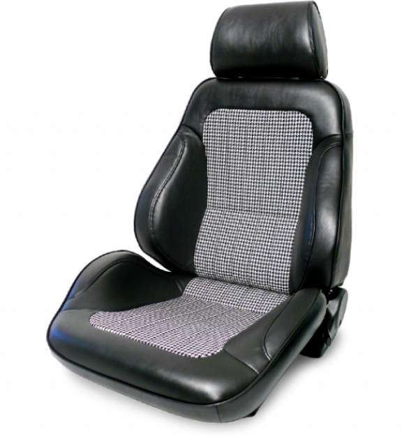 Procar Rally Seat, with Headrest, Left, Black Houndstooth | Mustang Depot